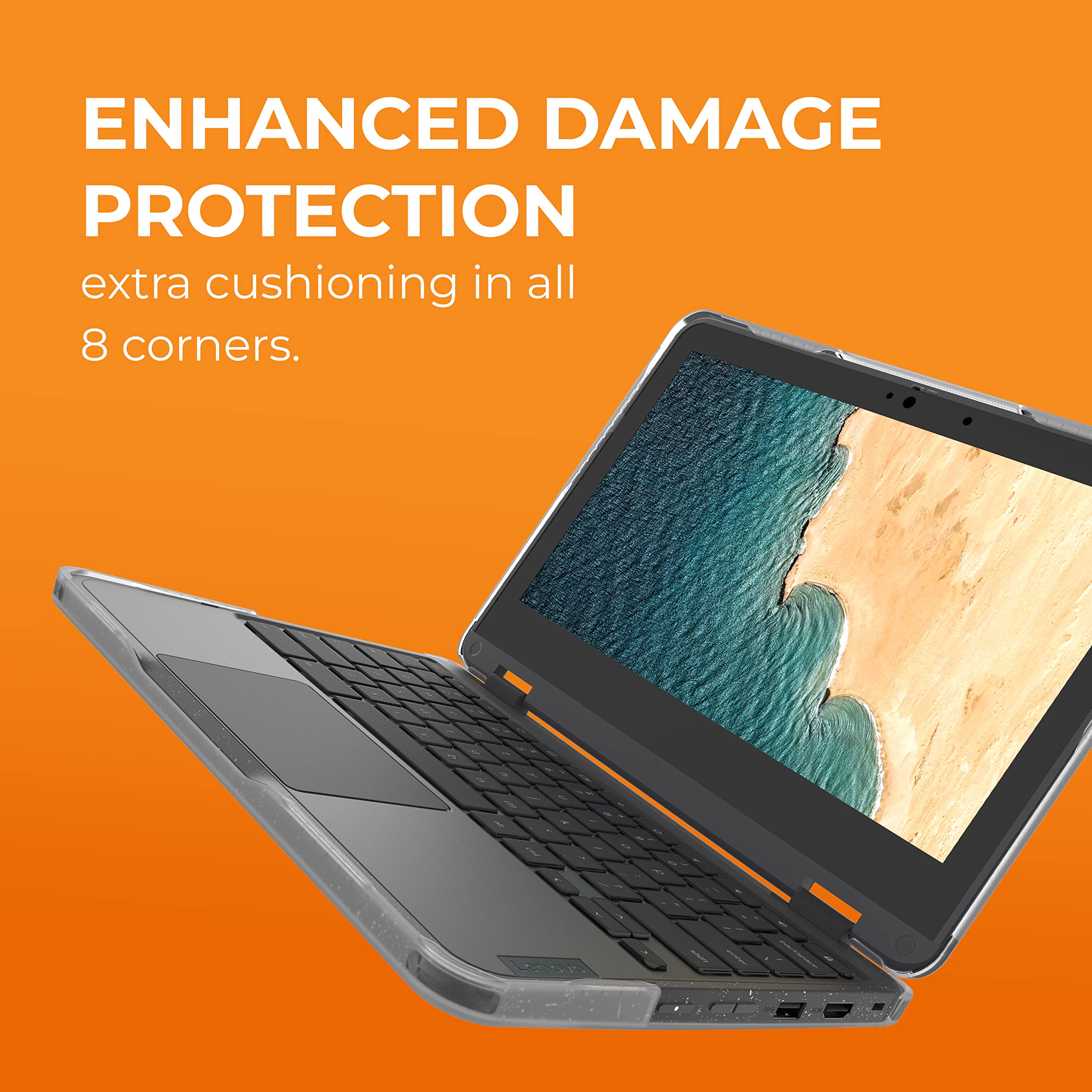 Gumdrop BumpTech Chromebook Protective Laptop Case Fits Lenovo 300e | 300w | 500e | 500w Gen 3 (2-in-1) Designed for Kids, K-12 Students, Teachers, and Classrooms β Scratch and Bump Protection β Black