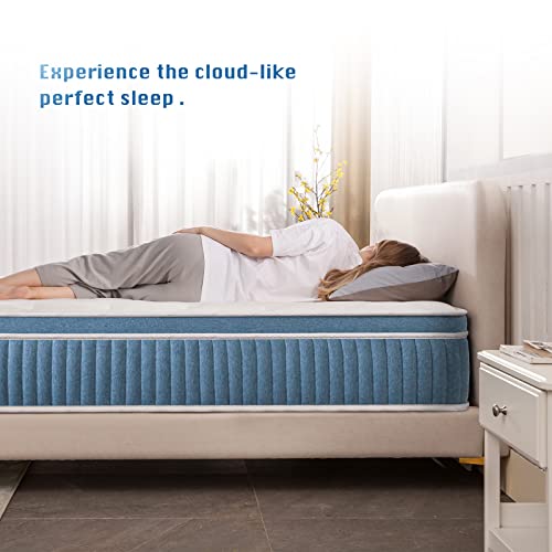 Rimensy Full Mattress, 10 Inch Hybrid Mattress in a Box, Gel Memory Foam, Individually Wrapped Pocket Coils Innerspring Mattress, Support & Pressure Relief, Medium Firm Feel, 54"*75"*10"