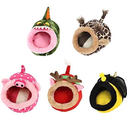 POPETPOP Guinea Pig Bed-Rat Hides,Mini Warm Sleep Pet Cushion Pad Bed Pink Pig Design Cage for Mouse,Hamster,Chinchilla,Sugar Glider,Syrian Hamster,Ferret-Small