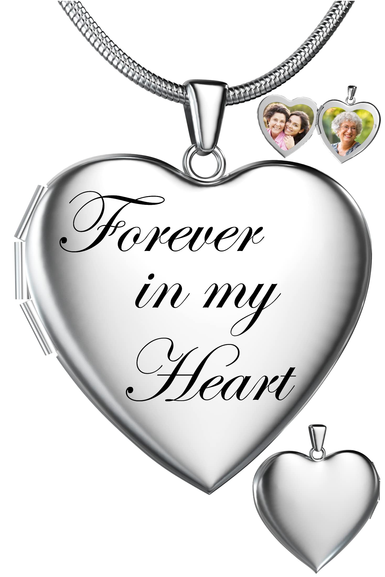Fanery Sue Locket Necklace for Women, Heart Locket Necklace Pendant Necklaces with Picture Inside- Jewelry Memory Gifts Vintage Cute Locket for Women (Glossy locket)