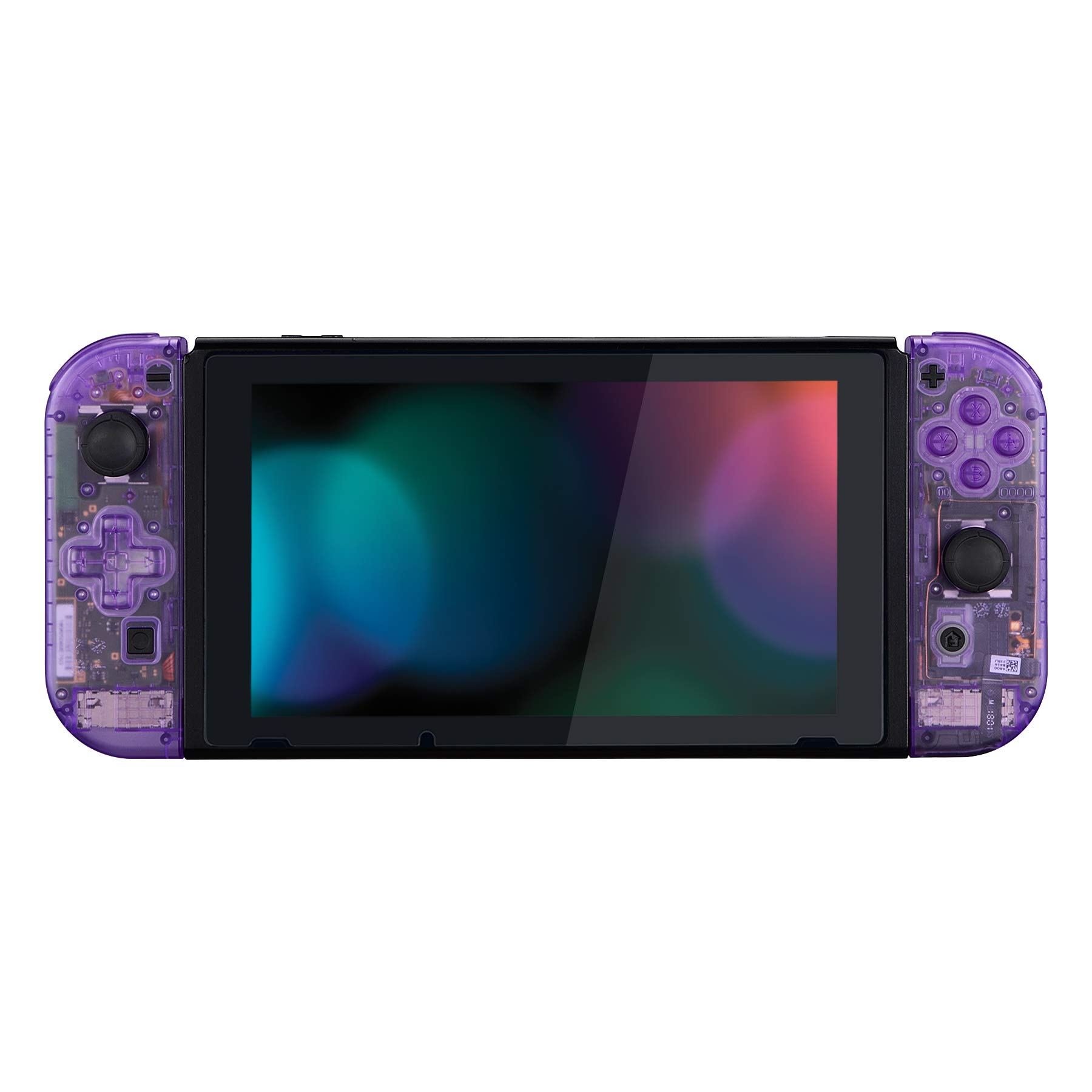 eXtremeRate Clear Atomic Purple Joycon Handheld Controller Housing (D-Pad Version) with Full Buttons, DIY Replacement Shell Case for Nintendo Switch & Switch OLED Joy-Con β Console Shell NOT Included