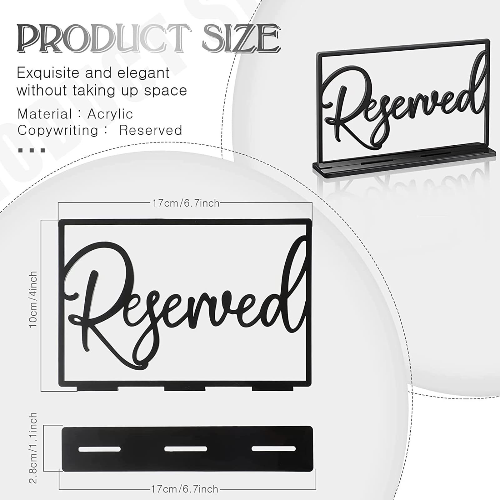LKEWGHS Reserved Table Sign For Tables Standing Reserved Wedding Signs For Wedding Seating Office, Black