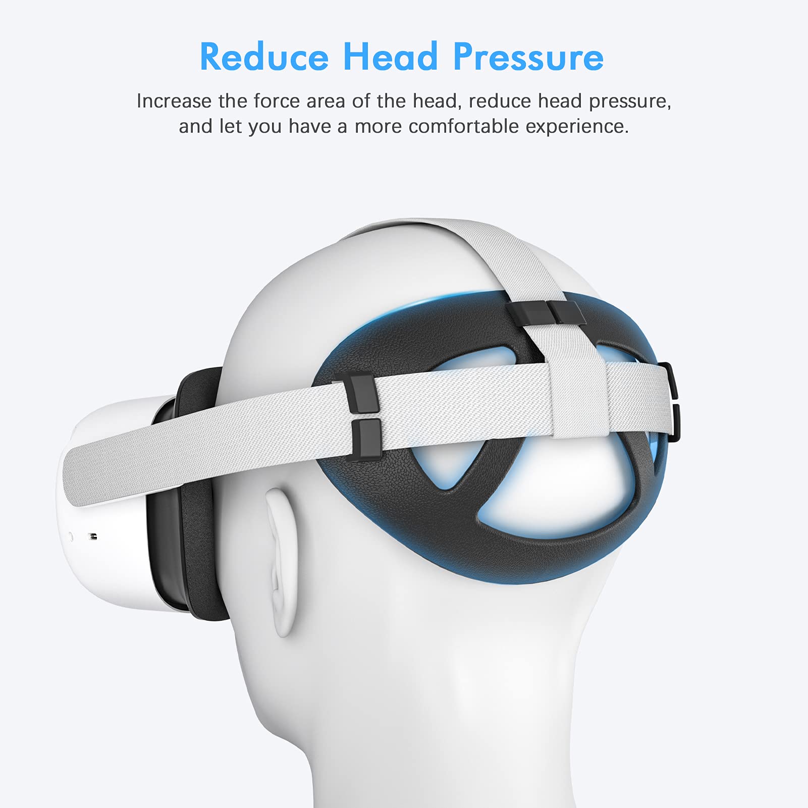EWalos Silicone Head Back Padding for Oculus Quest 2, Upgraded VR Elite Strap Replacement Accessories, Effective Reduce Head Pressure & Refuse Headset Slide, Thickened High Strength Design