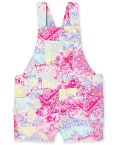 The Children's Place baby girls The Children's Place and Toddler Tie Dye Bandana Twill Shortalls Rompers, Pink, 2T US