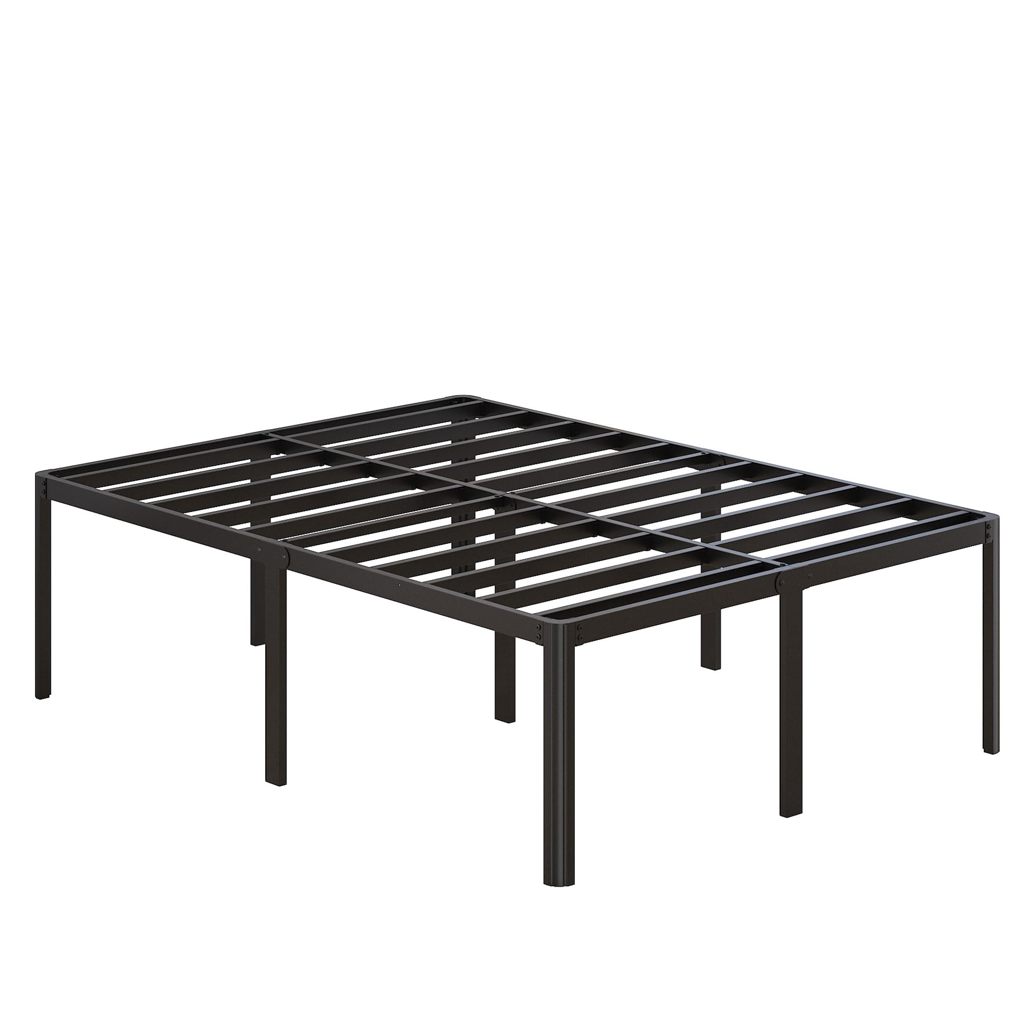 Likelalaso 24 Inch High Queen Bed Frame with Rounded Corner, Heavy Duty Metal Bed Frame Queen Size Under-Bed Storage Space, No Box Spring Needed, Noise Free, Easy Assembly, Black