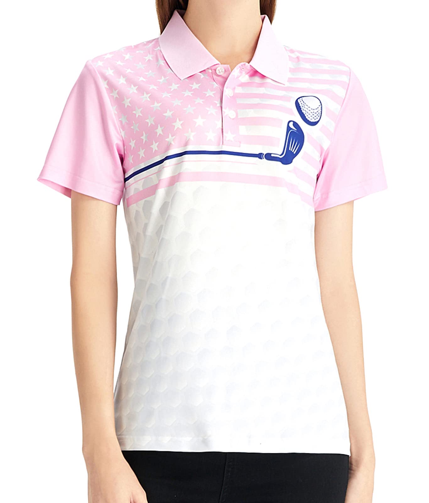 Golf Shirts for Women Summer Tops Moisture Wicking Golf Shirts Collared Short Sleeve Tops Pink S