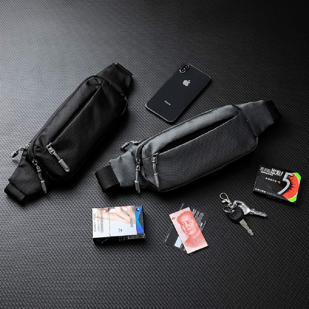 Functional Mens Fanny Pack Wasit Bag With Triple Pockets Design Adjustable Large Size Belt Water-Resistant For Men Women Running Workout Hiking Travel