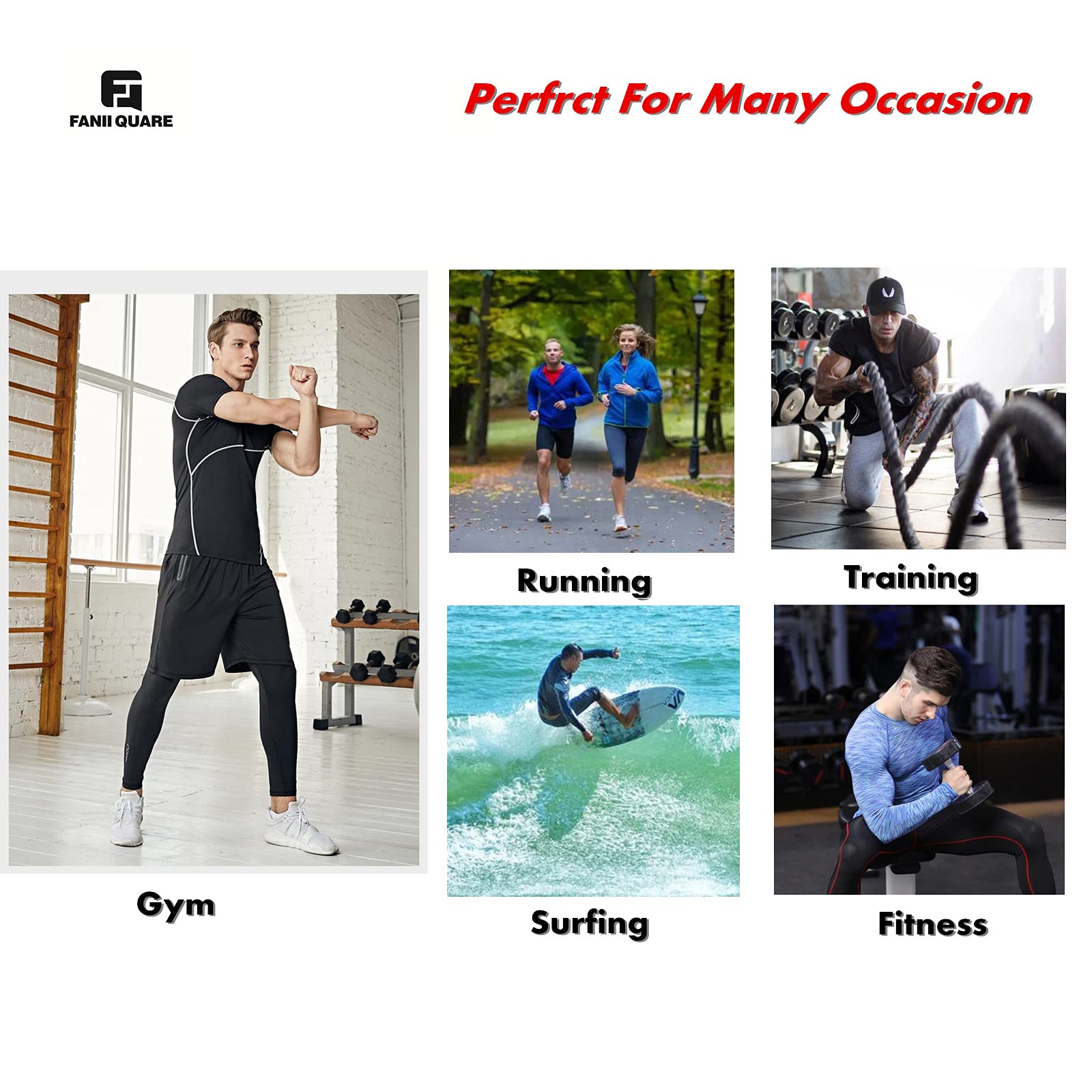 Fanii Quare Men's Soft Fit Long Sleeve Workout Rashguard Cool Dry Compression Fitness Shirt Red Skull XL