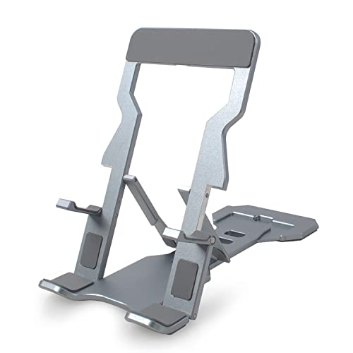 QiBok Aluminum Alloy Foldable Phone Stand, Portable Cell Phone Stand for Desk and Adjustable Height, Cell Phone Holder Cradle Dock Compatible Most of Phone