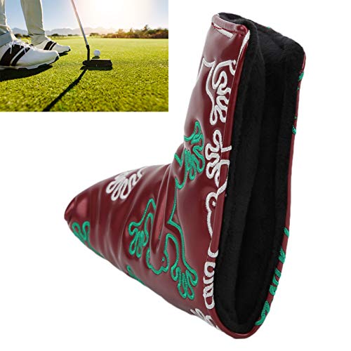 Embroidery Putter Headcover, Waterproof Golf Putter Head Cover, with Strong Magnetic Closure, Wine Red for Golf Home(Red Wine)