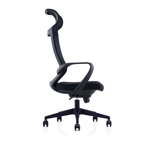 Ergonomic Mesh Office Chair with Synchro-Tilt, Pivot Adjustable Headrest, Lumbar Support, Coat Hanger and Adjustable Arms in Black (193A)