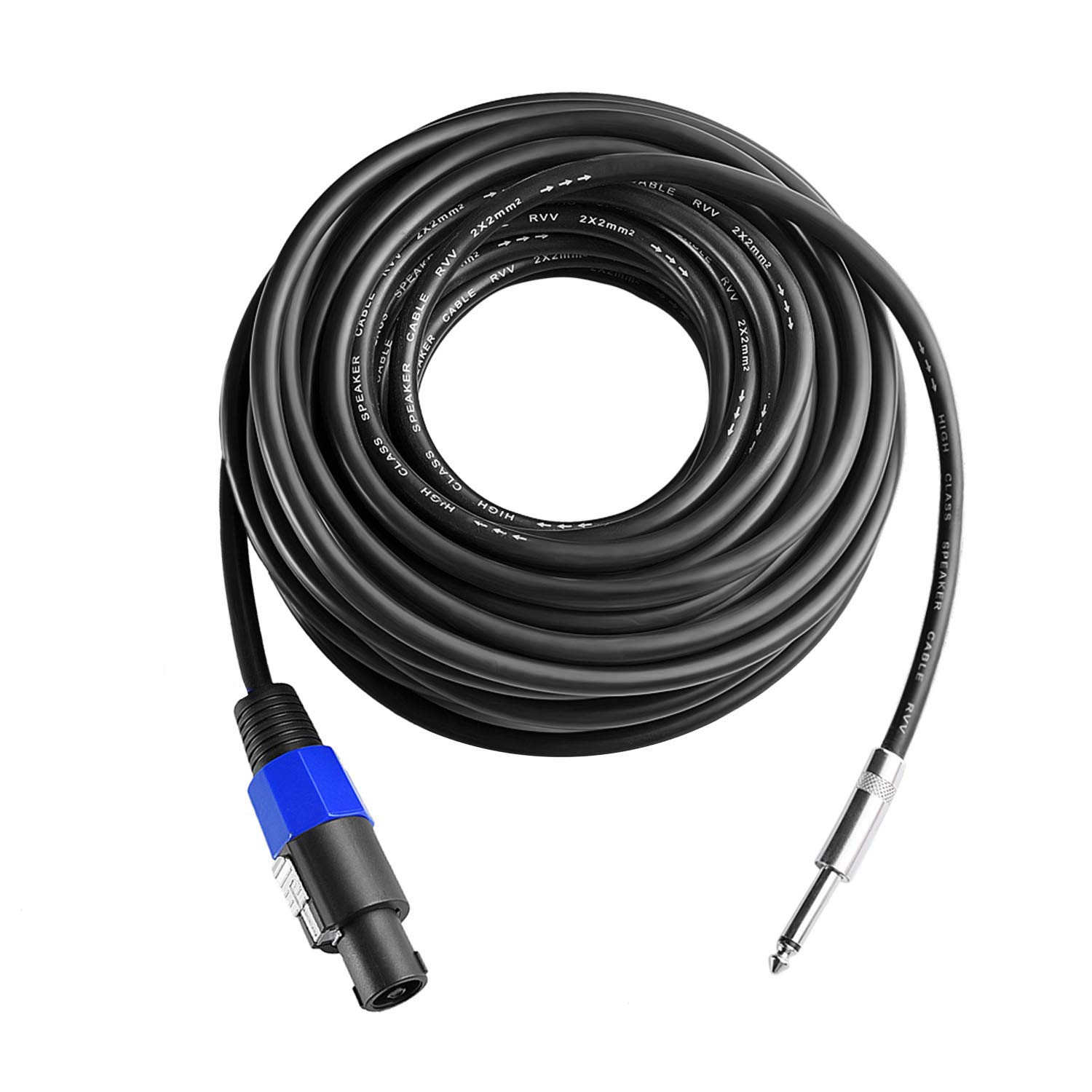 Yoico 2Pcs 3 Feet Professional Speakon to 1/4 Speaker Cable, Pair 3 ft 12 Gauge Speakon to 1/4 Male Inch Audio Amplifier Connection Heavy Duty Cord Wire with Twist Lock