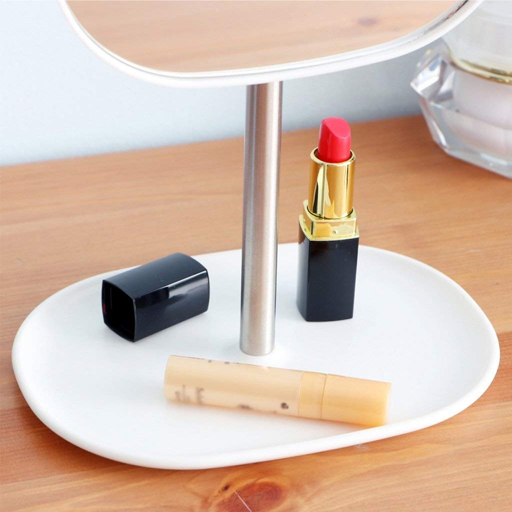 GUOSHUCHE Nordic Bathroom Mirror Make-up Mirror White 360 ??deg; Swivel Portable Mirror HD Princess Compatible with Indoor use with a Desk