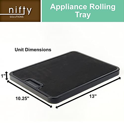Nifty Small & Large Appliance Rolling Tray - Black, Home Kitchen Counter Organizer, Integrated Rolling System, Non-Slip Pad Top for Coffee Maker, Stand Mixer, Blender, Toaster