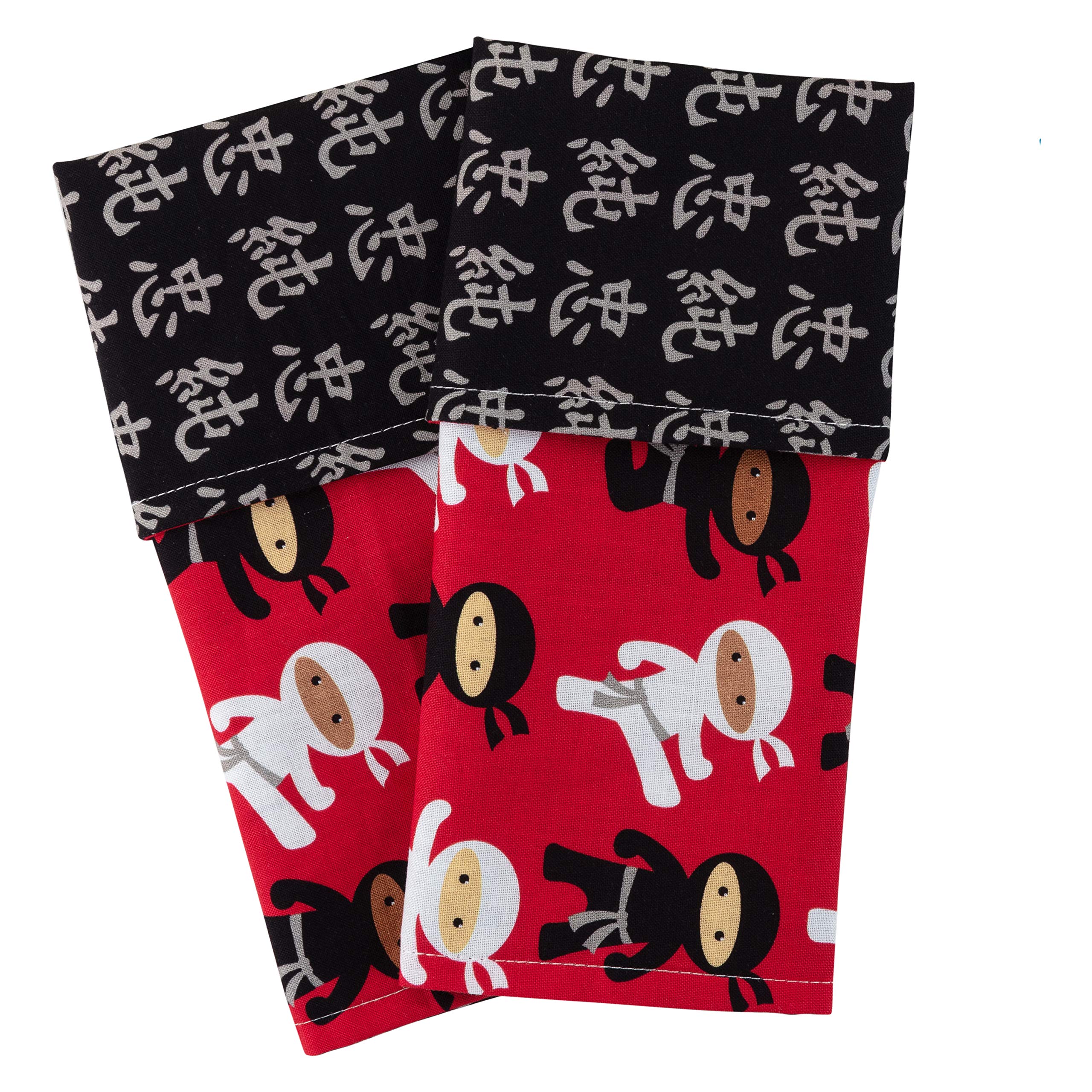 Funkins Reusable Cloth Placemats for Kids & Lunch Boxes | Reusable, Eco-Friendly | 15"x13", 2-ply, Thick, Absorbent, Machine Washable | Set of 2 Placemats (Ninjas)