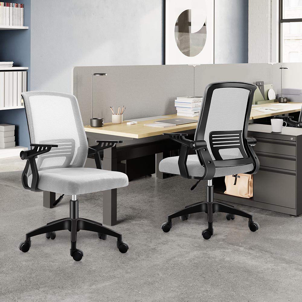 Ergonomic Office Chair, mesh Computer Desk Chair with Wheels Rolling Chair for Home Office Modern Cheap Comfy Office Chairs with arms Height Adjustable Back Lumbar Support Grey Task Chair (Grey)