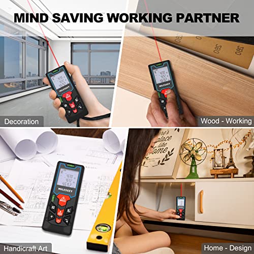 Laser Measure 130ft, MiLESEEY S2H Laser Tape Measure with 2 Bubble Levels, ±1/16IN Accuracy, Laser Measurement Tool for Area Measurement,Volume and Pythagoras, 2" LCD Backlit Laser Distance Measure