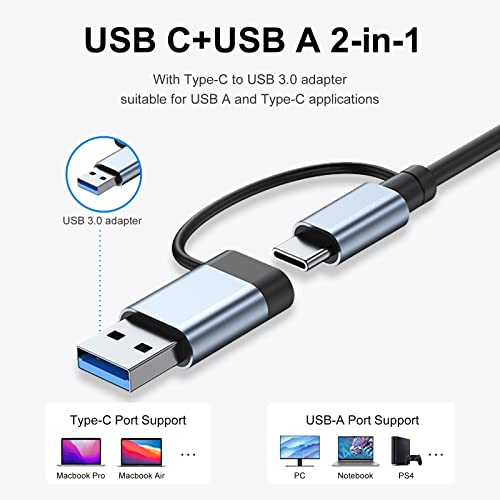 HUIFANGBU 7 in 1 USB 3.0 and Type-C / USB-C to USB 3.0 USB 2.0 HUB Adapter