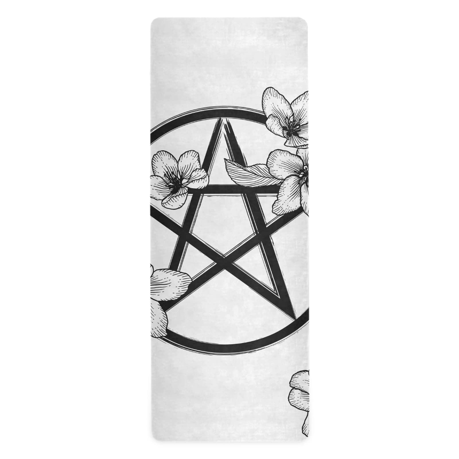 GOODOLD Pentagram And Flowers Yoga Mat Non-slip Eco Friendly Yoga Towel Exercise Indoor Outdoor Gym Pilates With Storage Bag for Women Men, 71 x 26inch
