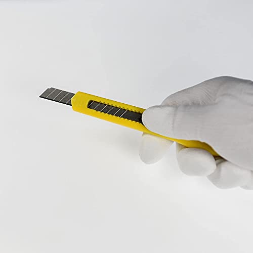 KINBRIEF 9mm Utility Knife Retractable Razor Box cutter for Cartons,Carboards compact Pack 5 with 10 Snap off Blades for Office and Home,yellow
