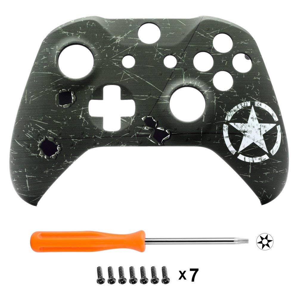 eXtremeRate Lofty Programable Remap & Trigger Stop Kit & WWII US Army Overlord Patterned Faceplate Shell for Xbox One S & Xbox One X Controller Model 1708 - Controller NOT Included