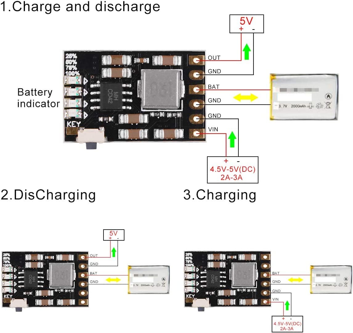 JoohcUngir 12pcs 18 650 Lithium Battery Charger Board 5V 1A TP4056 Charging Module with Battery Protection BMS and Charge Discharge Integrated Module 2A 5V Charging Boost Mobile Power Protection