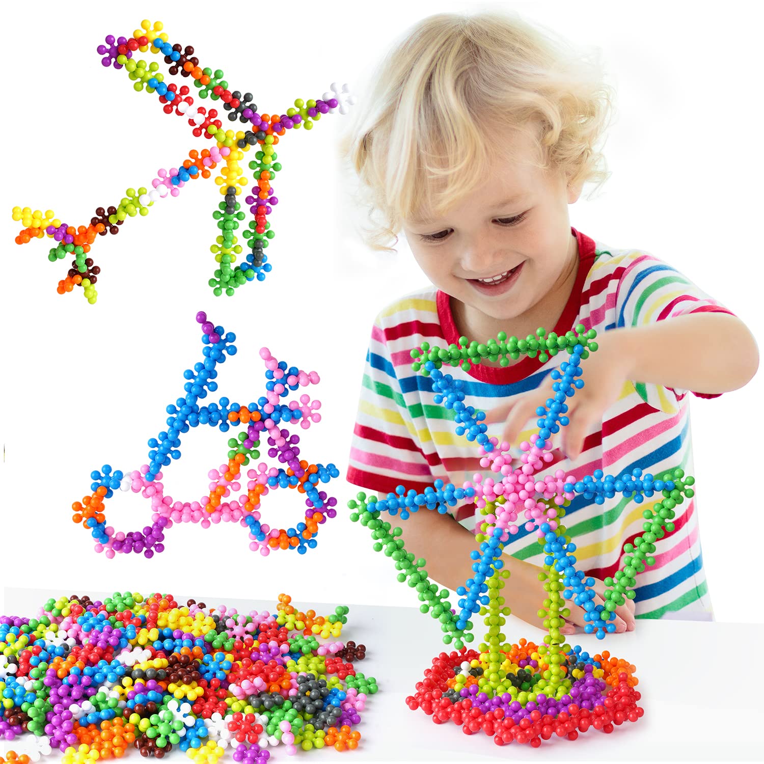 Guteauto 300 Pieces Building Blocks Kids STEM Toys - Educational Building Toys Discs Sets Interlocking Solid Plastic with Storage Box for Preschool Kids Toddlers Boys Girls Aged 3+