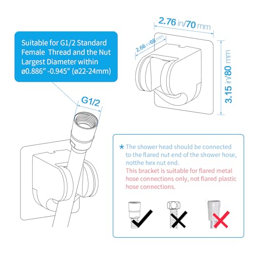 KAIYING Self Adhesive Handheld Shower Head Holder Wall Mount, Adjustable Angle Rv Shower Head Holder, Bathroom Shower Wand Holder, Universal Shower Bracket, ABS, Chrome