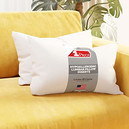 Looms & Linens Lumbar Boudoir Pillow Inserts Sham Pillow Stuffing Soft Poly Filling for Back Support and Home Decorative Throw Pillow Covers - 14x18 Pack of 1
