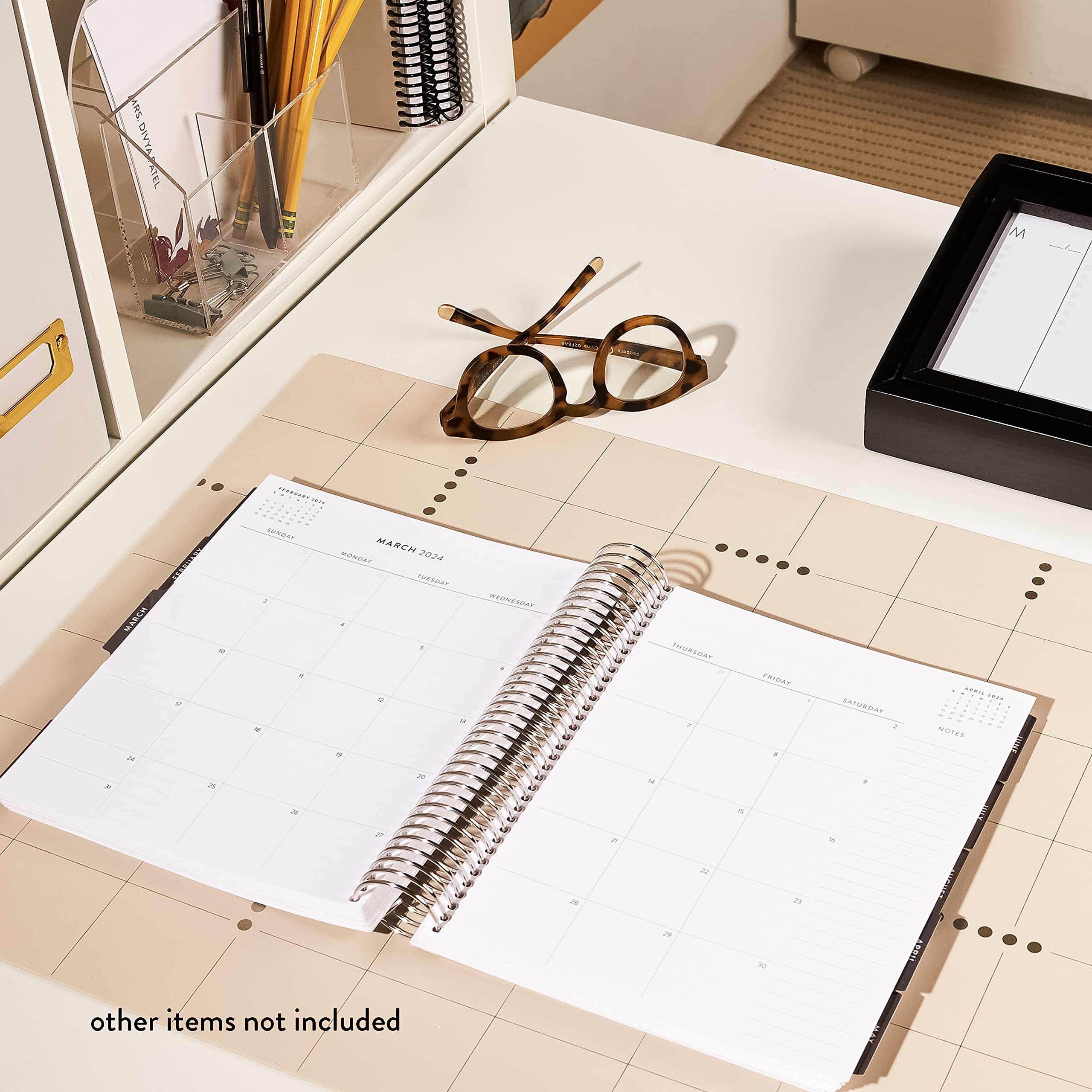 Erin Condren 7" x 9" Platinum Coiled Focused Teacher Lesson Planner (July 2023 - June 2024) - Quartz Grid Vegan Leather Cover - 80 Lb. Thick Mohawk Paper, 12 Month Calendar