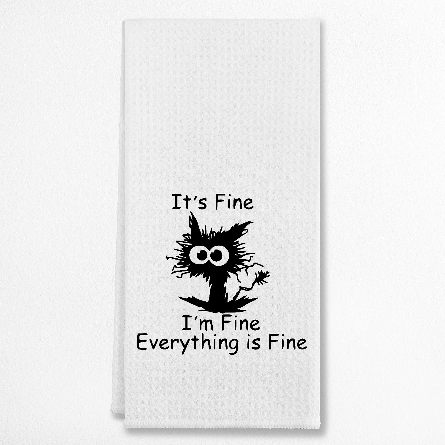 I'm Fine Everything is Fine Crazy Cat Kitchen Towels & Tea Towels, Dish Cloth Flour Sack Hand Towel for Farmhouse Kitchen Decor,24 X 16 Inches Cotton Modern Dish Towels Dishcloths,Gifts For Cat Lovers