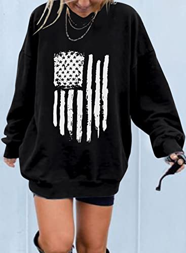 Dokotoo Womens Plus Size USA Flags Basic Oversized Crewneck Long Tunic Sweatshirts Long Sleeve Comfy Cozy Fleece Pullover 2023 Fall Clothes Tops Casual Loose Graphic Tees Shirts Royal Black M