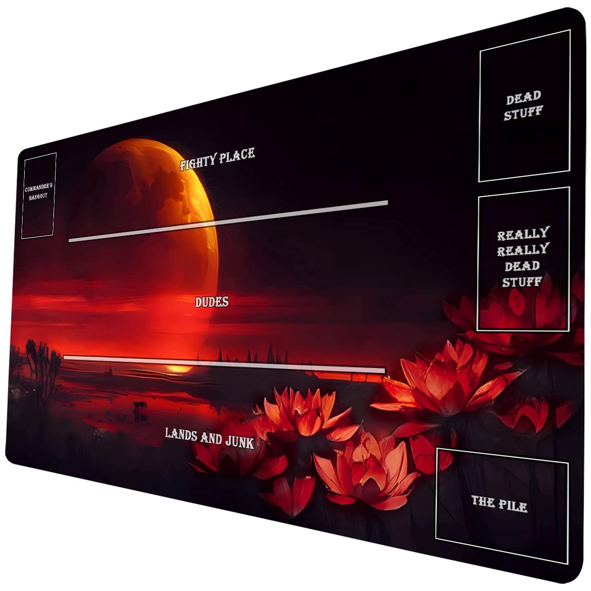Fantasy Black Lotus TCG Playmat, 24 x 14 inches Game Mat for MTG DTCG CCG RPG Trading Card Game Playmats Smooth Surface Battle Game Rubber Collection Cool 18