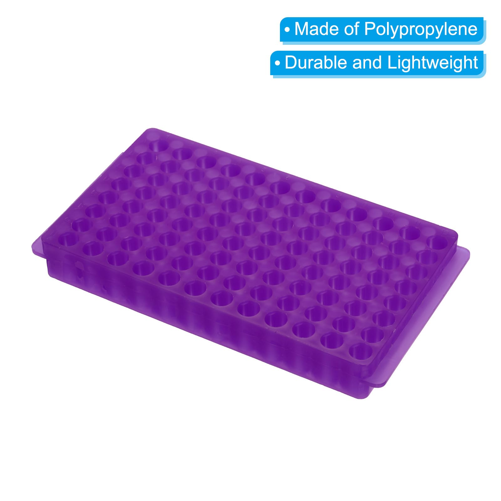 PATIKIL 96 Wells Tube Rack, 2 Pcs Vial Rack Double Panel Centrifuge Tube Holder for Microcentrifuge Tubes 0.2/0.5/1.5/2ml, Purple