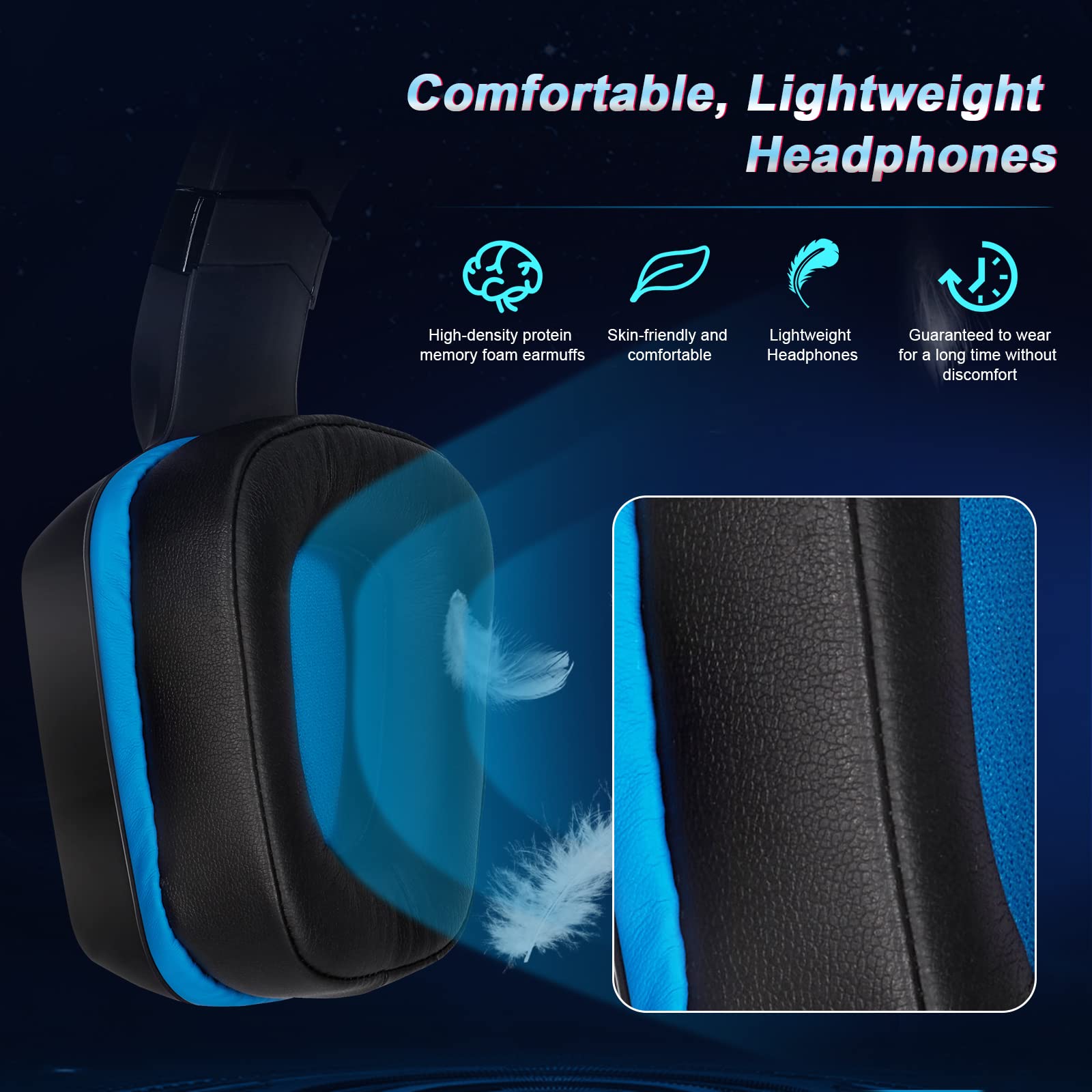 EMPERFIRE 7.1 Surround Sound Gaming Headset with Microphone,Gaming Headphones with Noise Cancelling RGB LED Light Soft Memory Earmuffs for PC Switch Playstation Xbox PS4 PS5 Laptop