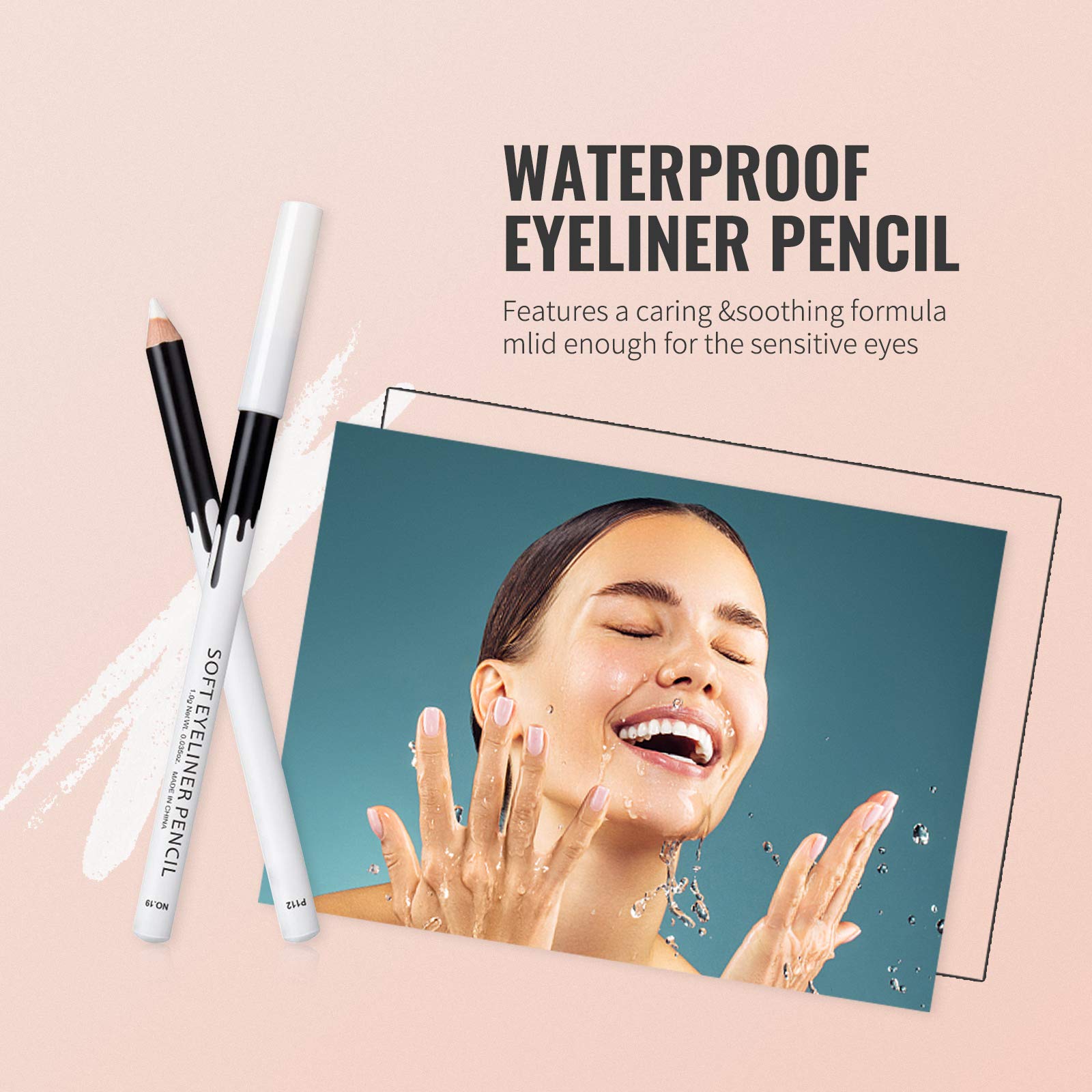 Erinde Liquid Glitter Eyeshadow, White Eyeshadow Stick, 12PCS White Eyeliner Pencil