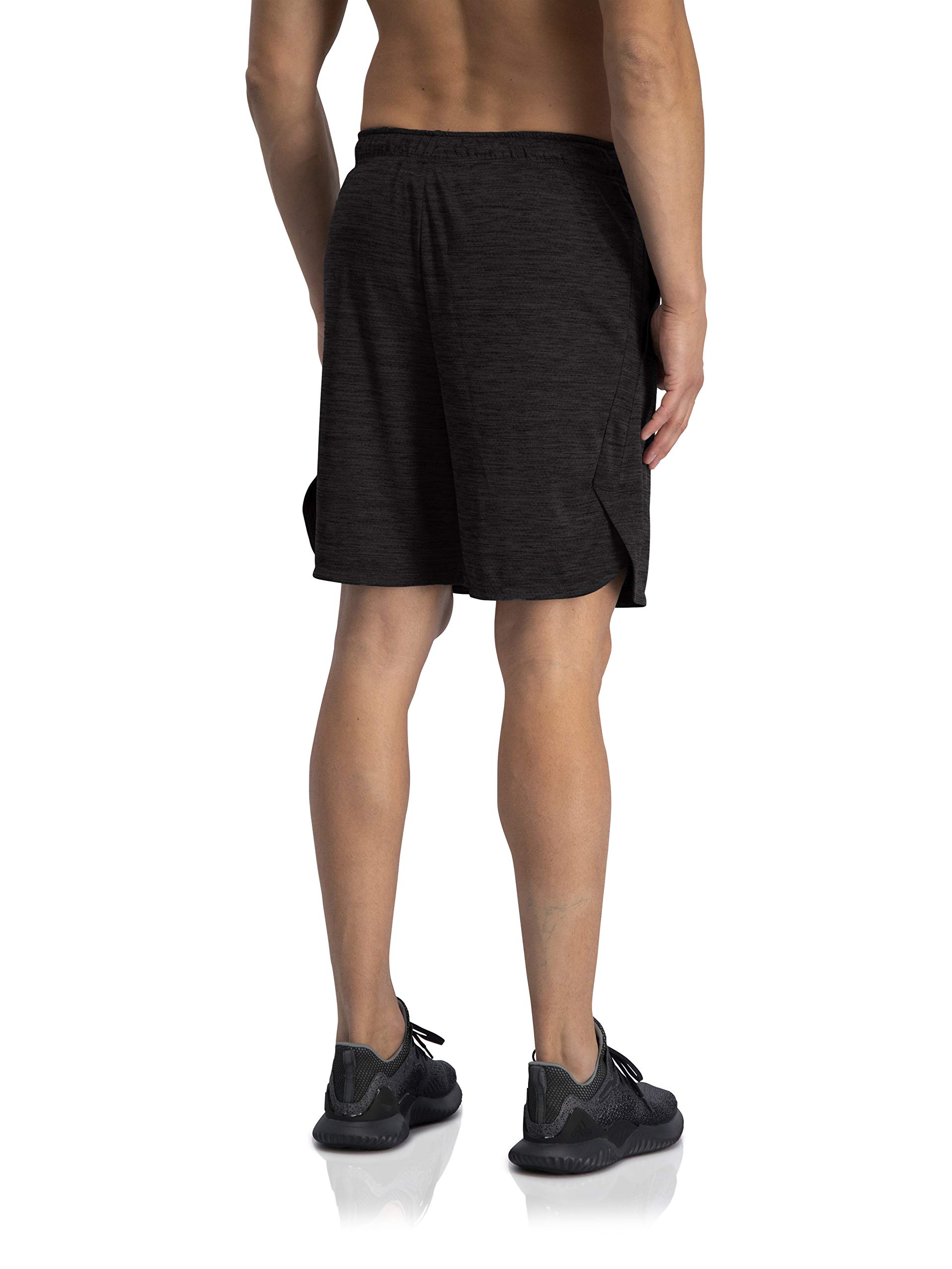 Dry FIT Gym Shorts for Men - Mens Workout Running Shorts - Moisture Wicking with Pockets and Side Hem Deep Black