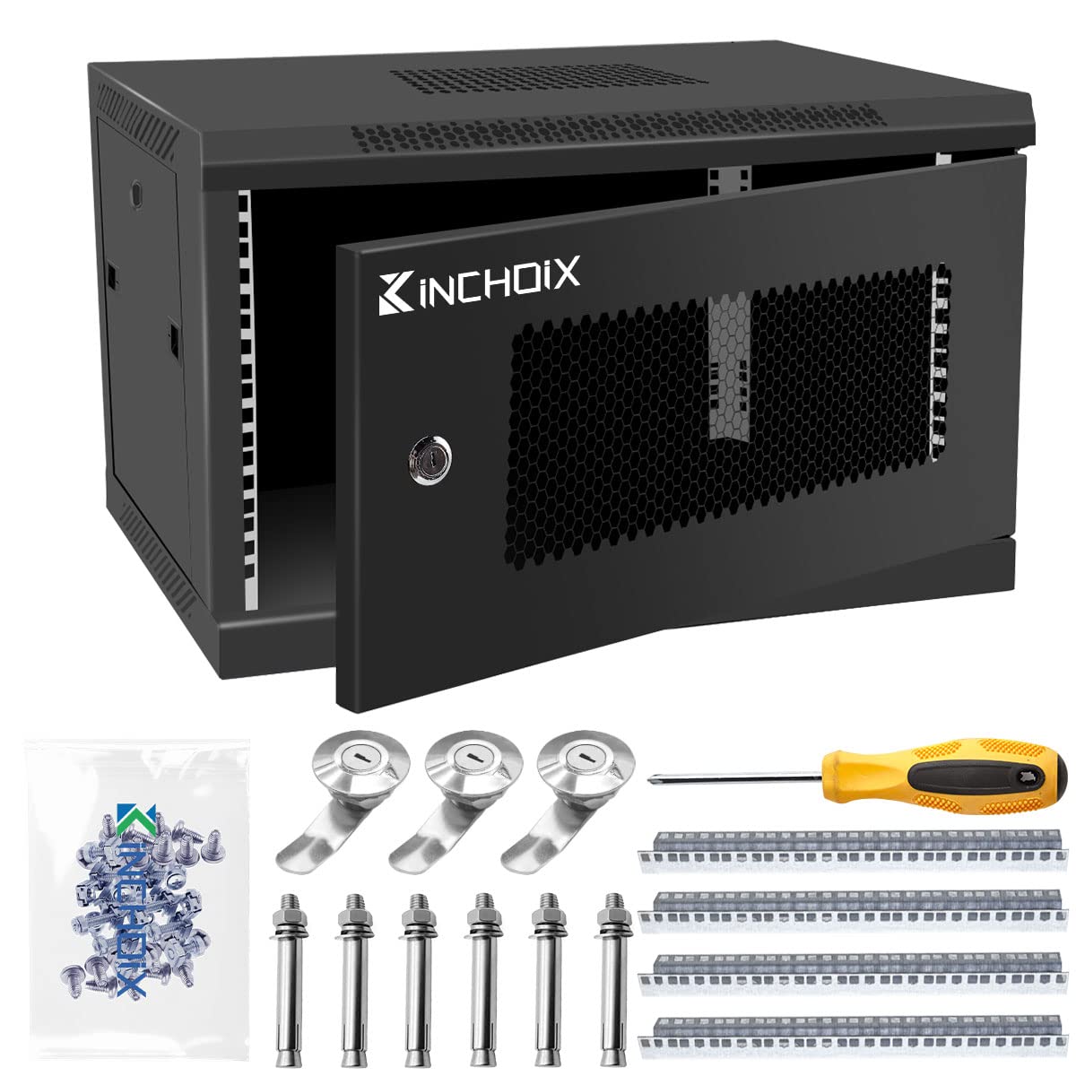 Kinchoix 6U 19-Inch Wall Mount Server Cabinet, Depth Server Rack Vented Locking Computer