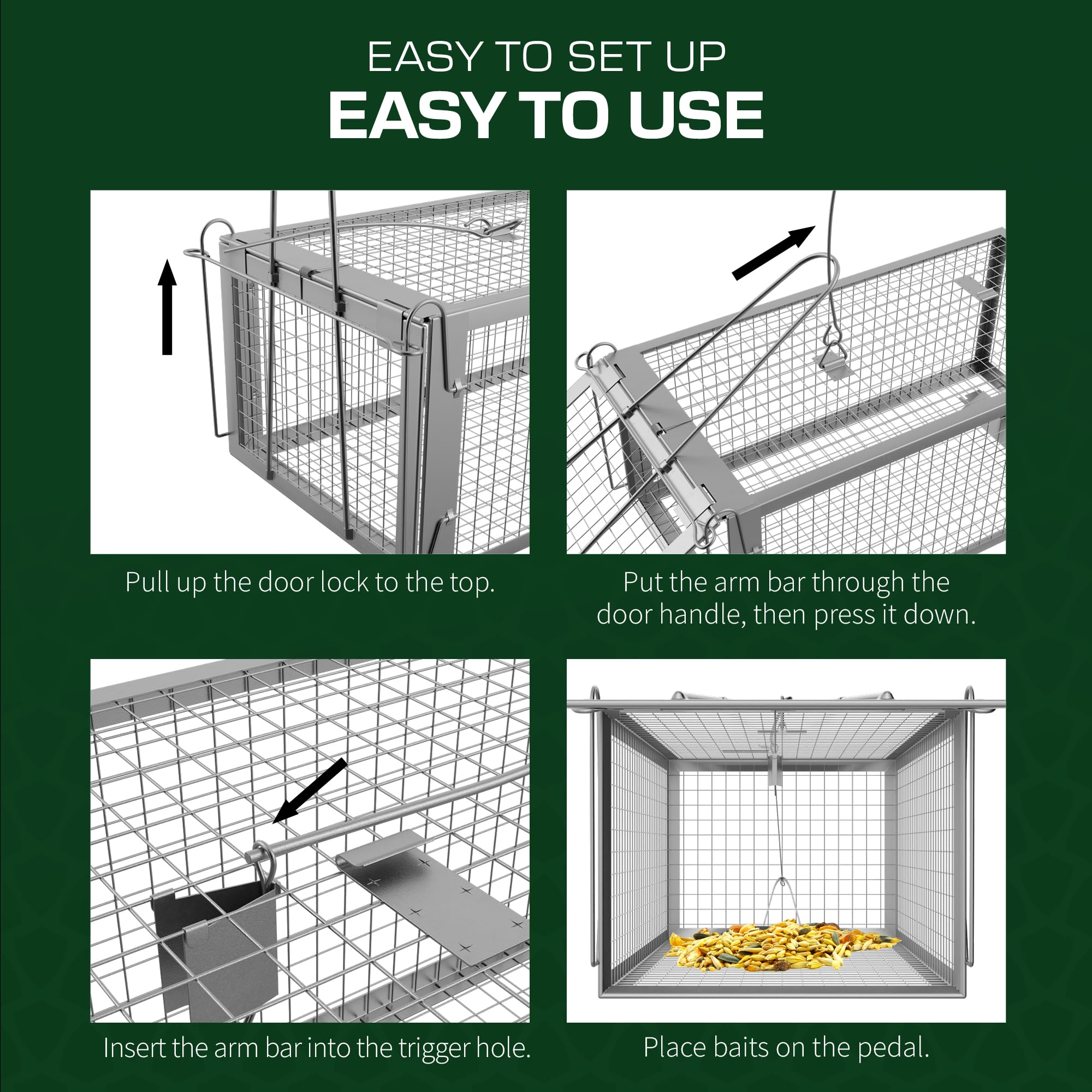 Humane Squirell Trap, Chipmunk and Rat Trap Cages That Works, Humane Mouse Trap for Home | Catch and Release | Reusable and Durable | No Kill Animal Trap | for Inside Home and Outdoor Use