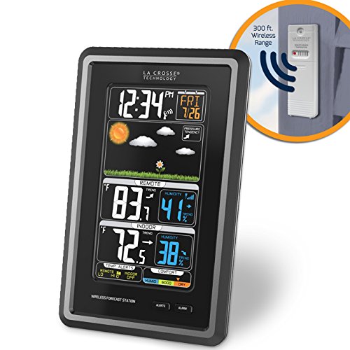La Crosse Technology S88907 Vertical Wireless Color Forecast Station with Temperature Alerts