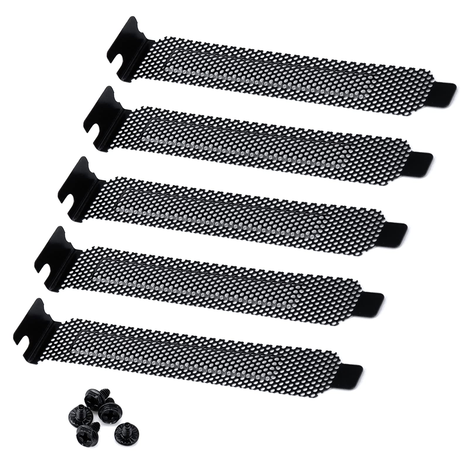 Faotup 5PCS 4.72Inch Length Black Pci Slot Cover Plate,Blanking Plate PC Case,PC Blanking Plate,Computer Accessories,with Screws