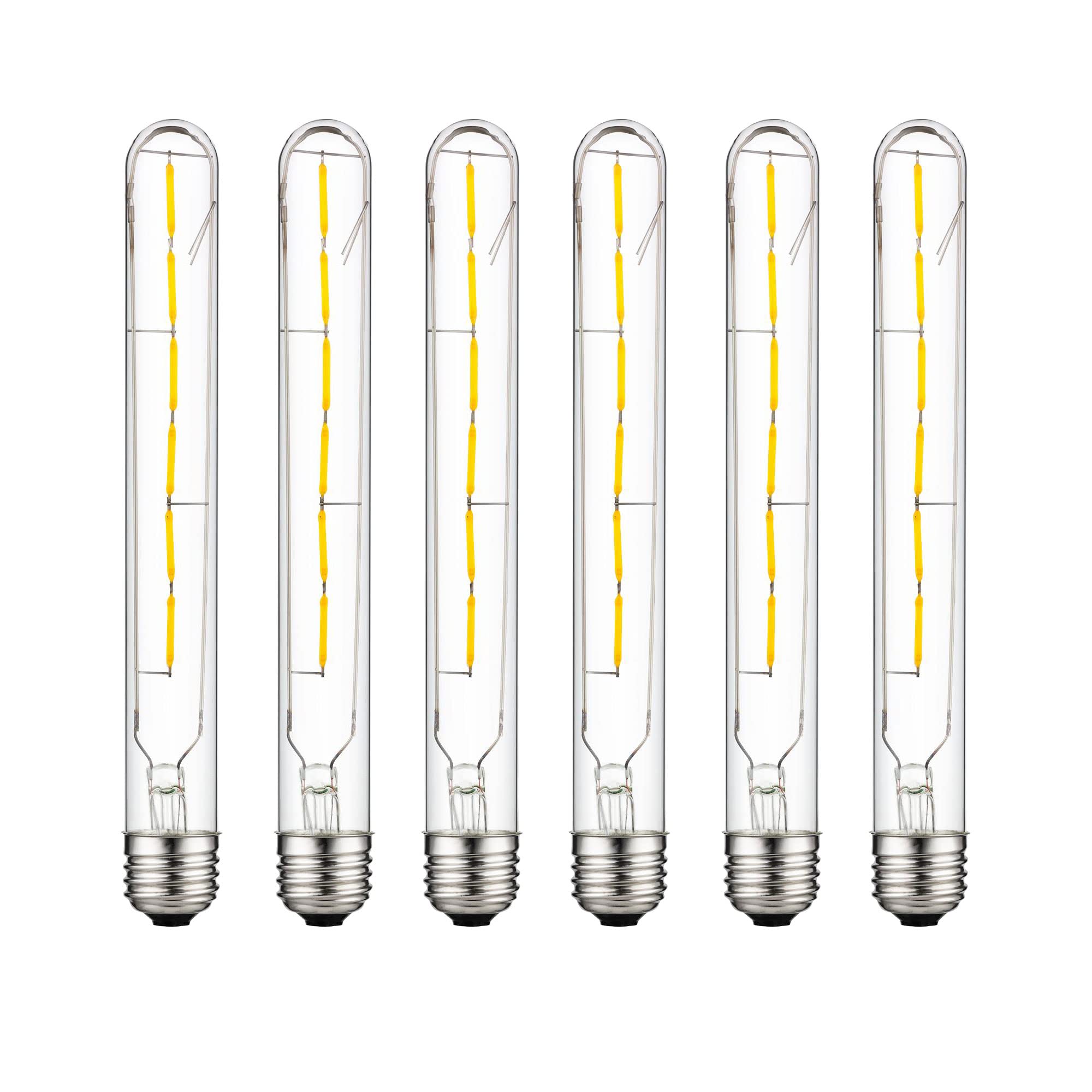 Sunlite LED Filament T8 Tubular Light Bulb, 5 Watts (40W Equivalent), 430 Lumens, Medium E26 Base, Dimmable, 214 mm, UL Listed, 2700K Soft White, 6 Count
