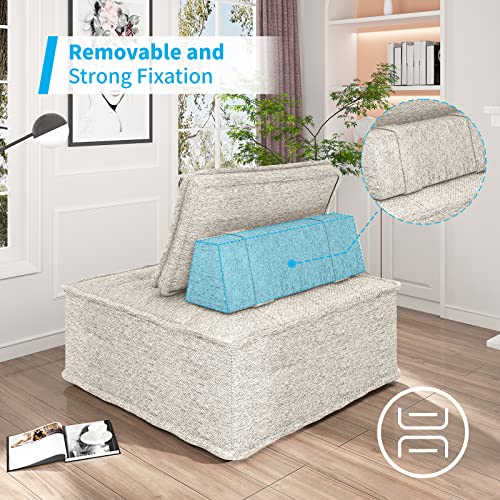Mjkone Modular Sofa Single Free Combination Armless Floor Sofa Chair Comfy Floor Couch with Removable Back Cushion Variable Sectional Sofa Couches for Living Room Apartment Office Small Space, Beige