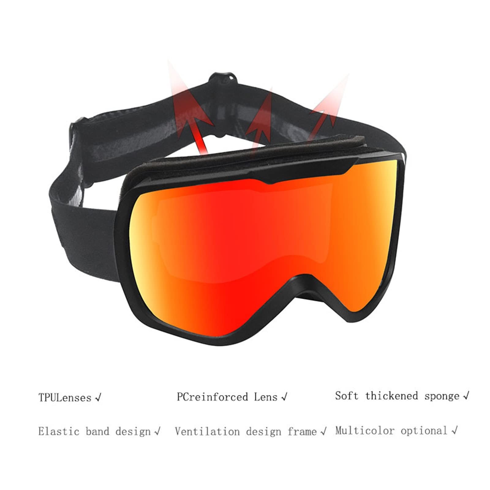 Double Layer Ski Goggles Large Skiing Goggles Near Vision Goggles For Men And Women Snow Gear ( Color : A )