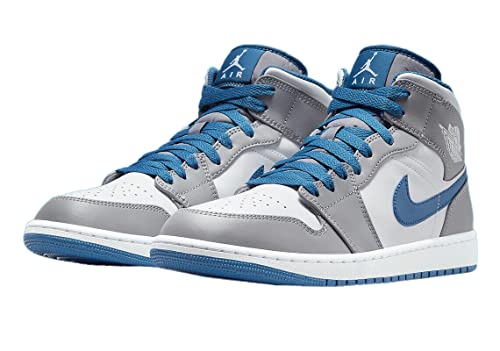 Nike mens Air Jordan 1 Mid Shoes, Cement Grey/White-true Blue, 9