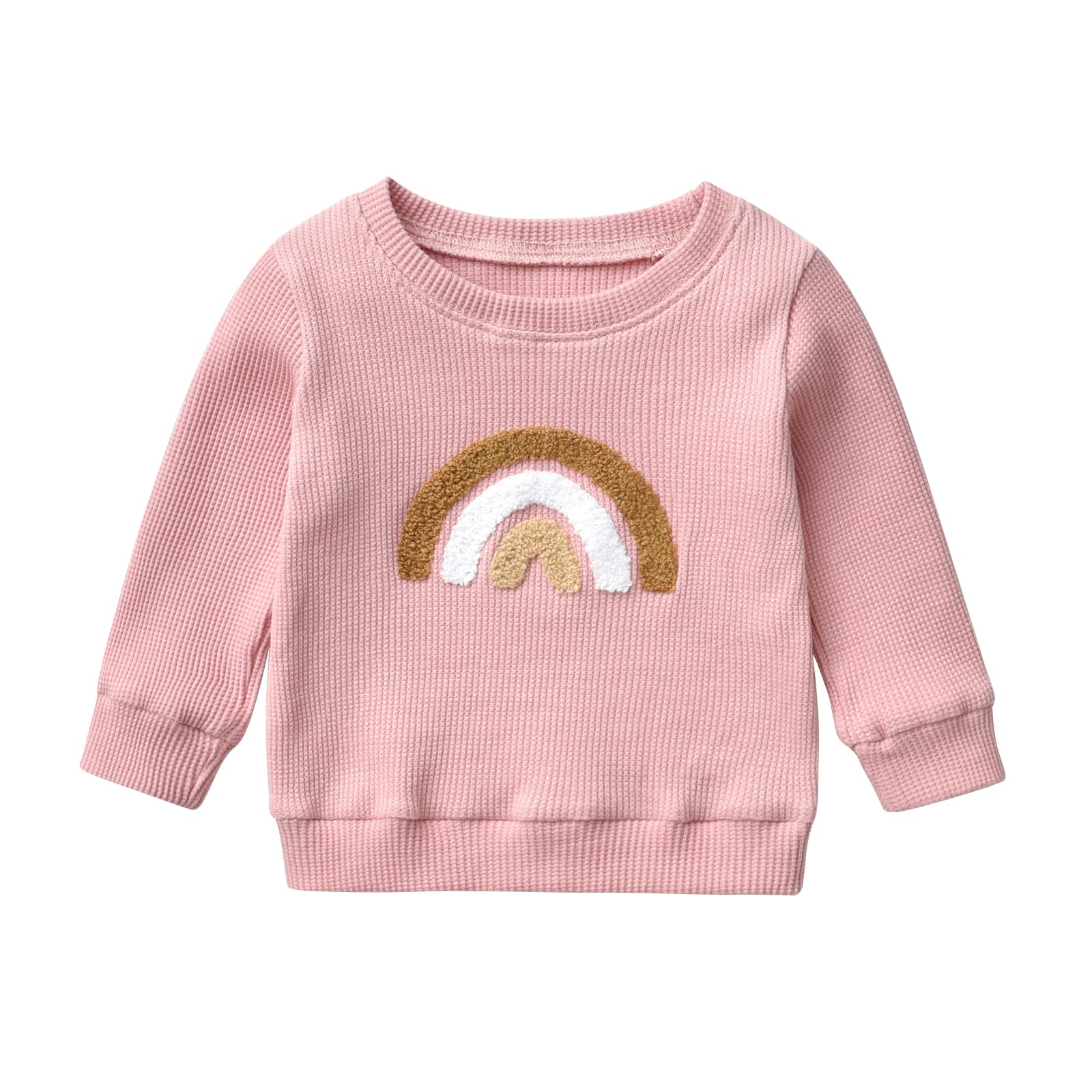 Kulcerry Infant Baby Boy Girl Rainbow Sweatshirt Crewneck Pullover Sweater Long Sleeve Shirt Fall Winter Clothes (Pink, 9-12 months)