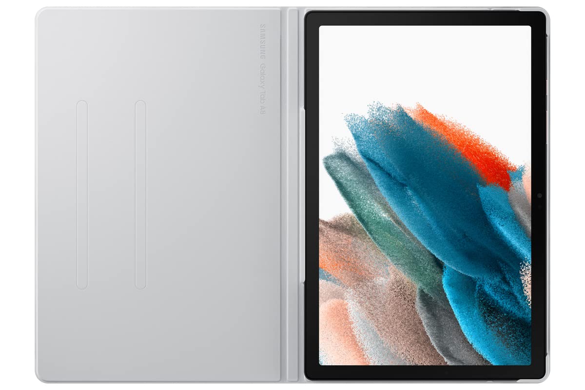 SAMSUNG Galaxy Tab A8 Book Cover, Protective Tablet Case w/ 2 Viewing Angles, Magnetic Design, Slim, Lightweight, US Version, Silver