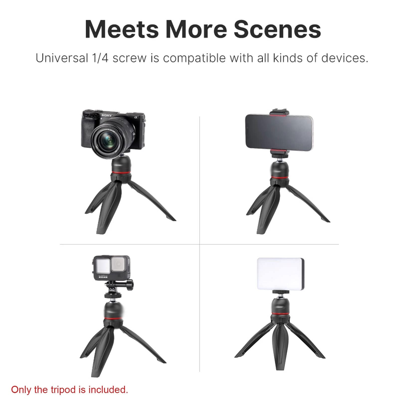 DSFEOIGY Tabletop Mini Camera Tripod for Phone Stand 1/4 Inch Screw 1.5kg Load Capacity for DSLR Action Camera Live Streaming (Color : Black)