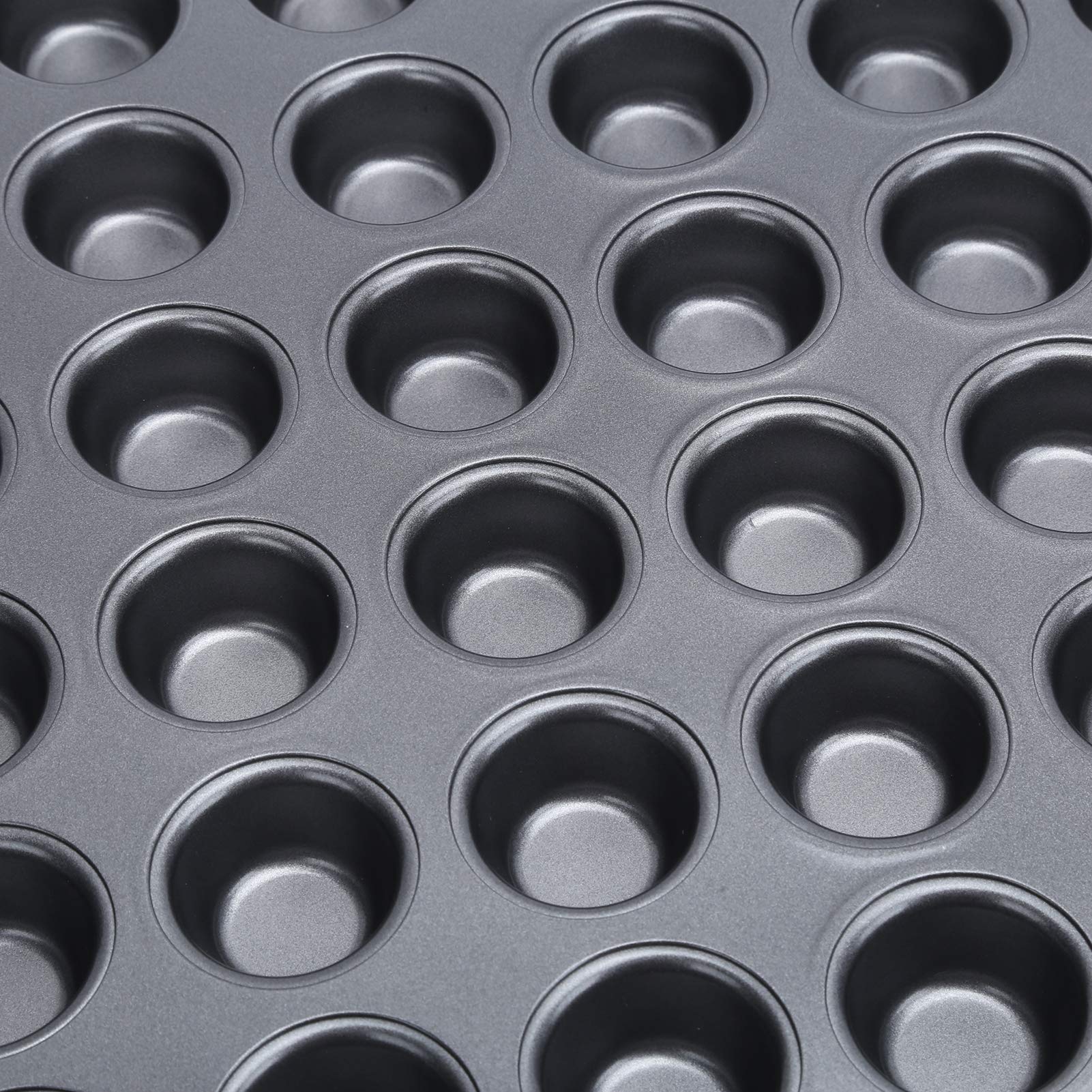 Horoper 48‑Cup Non‑Stick Carbon Steel Mini Round Cupcake Pan Tray Mini Cupcake Baking Pan Baking Mould Bakeware Cooking Accessory for Kitchen Indoor Family Events