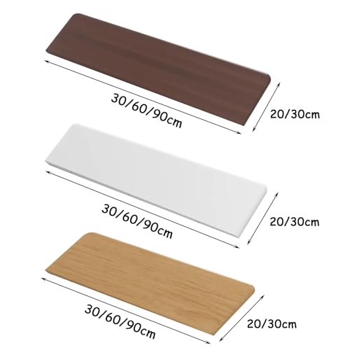 QATGQBCF 20 * 30cm Wooden Floating Wall Shelf, Wall Mounted Shelf, Decorative Storage Shelf, Thickness 2cm, Rounded Corners, Strong Load Capacity(White,20 * 90cm)